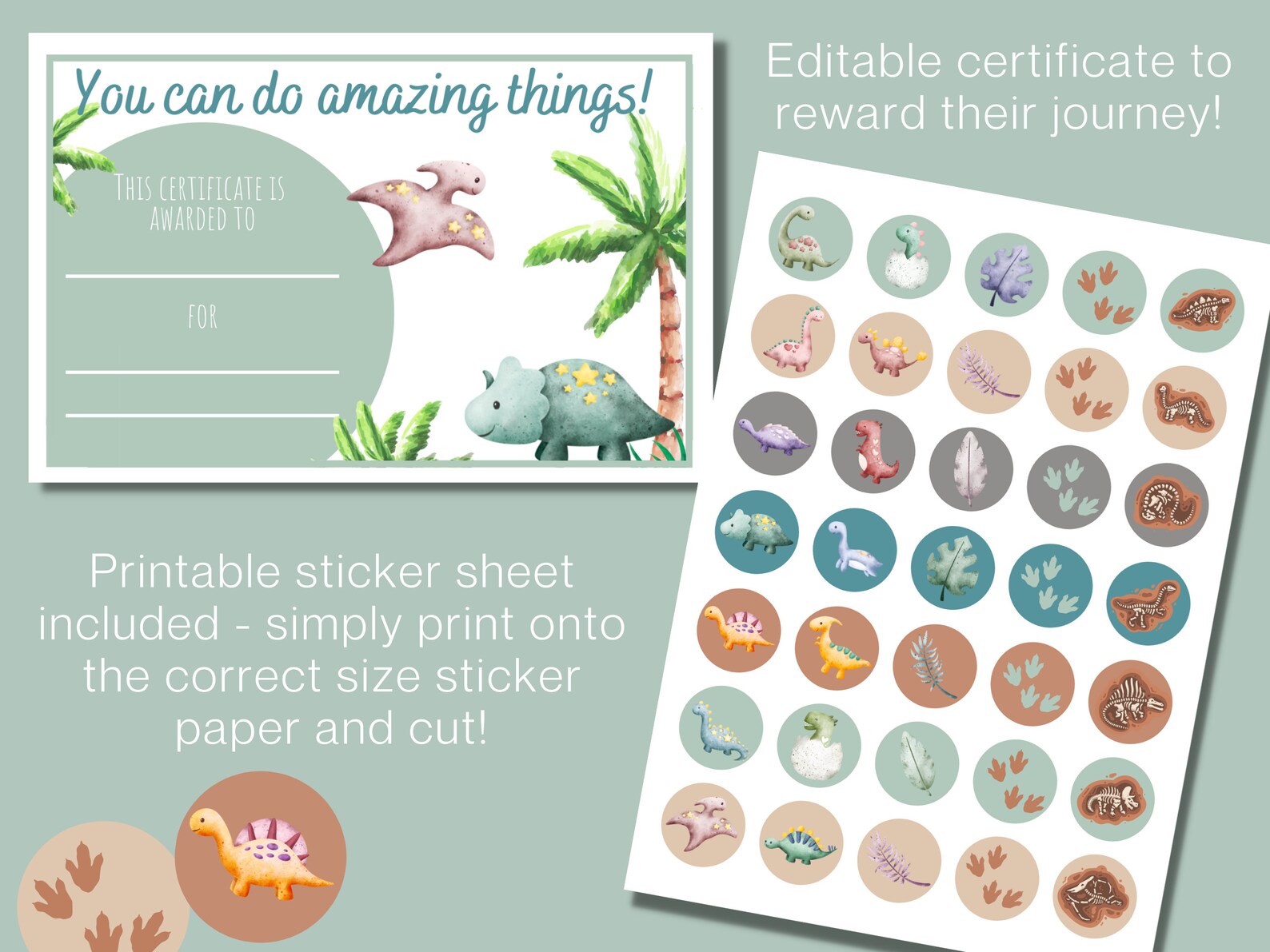 Printable Dinosaur Reward Chart | Kids Behaviour Chart | Sticker Reward ...