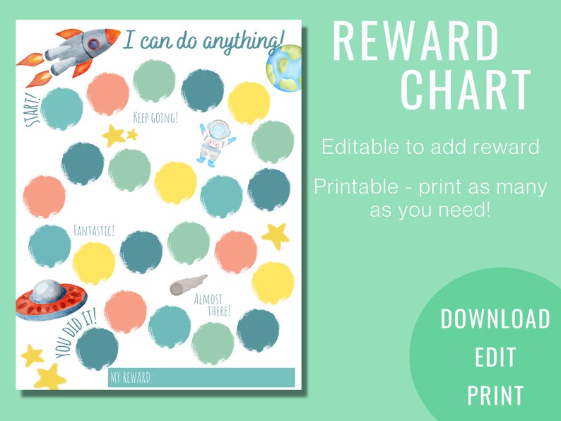 Printable Space Reward Chart | Kids Behaviour Chart | Sticker Reward ...