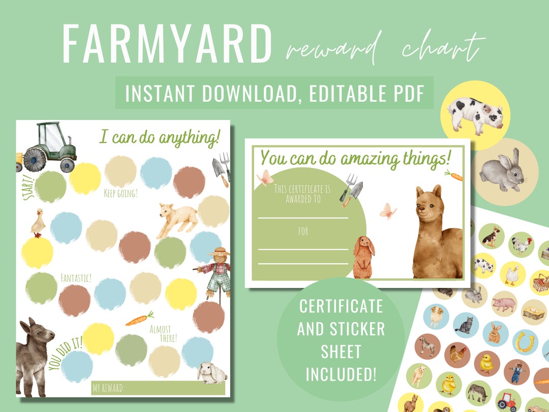 Printable Farmyard Reward Chart | Kids Behaviour Chart | Sticker Reward ...
