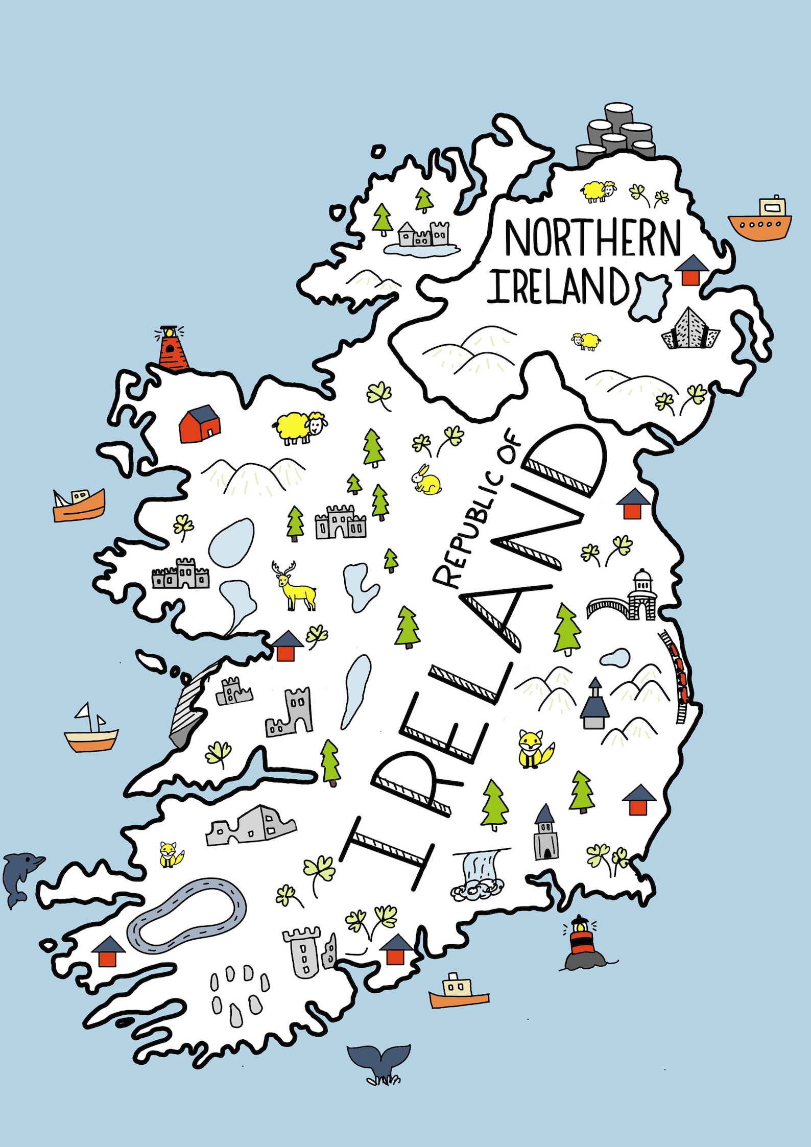 Ireland Illustrated Map - INSTANT DOWNLOAD - Etsy