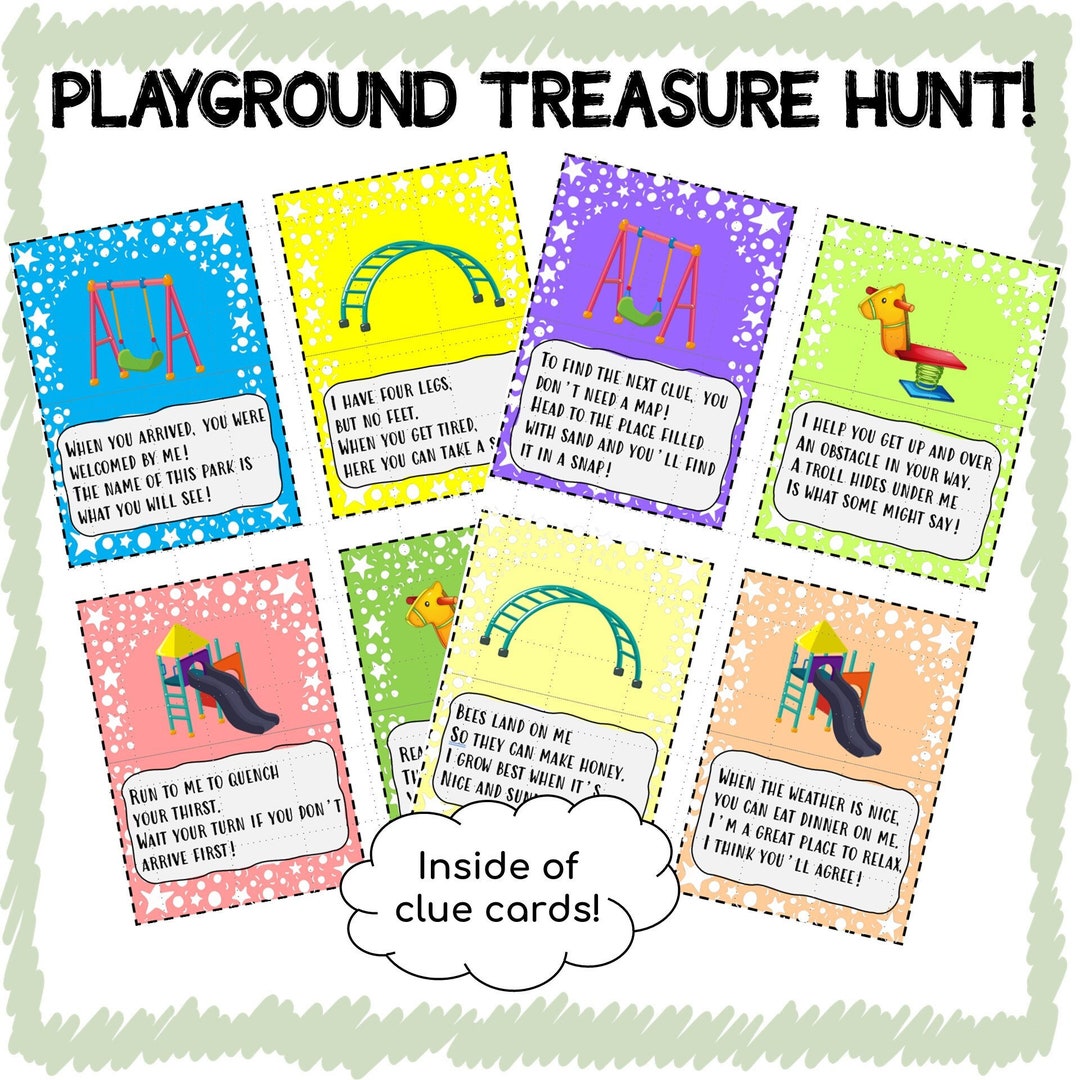 Playground Birthday Treasure Hunt Clues - Kids Birthday Activity ...