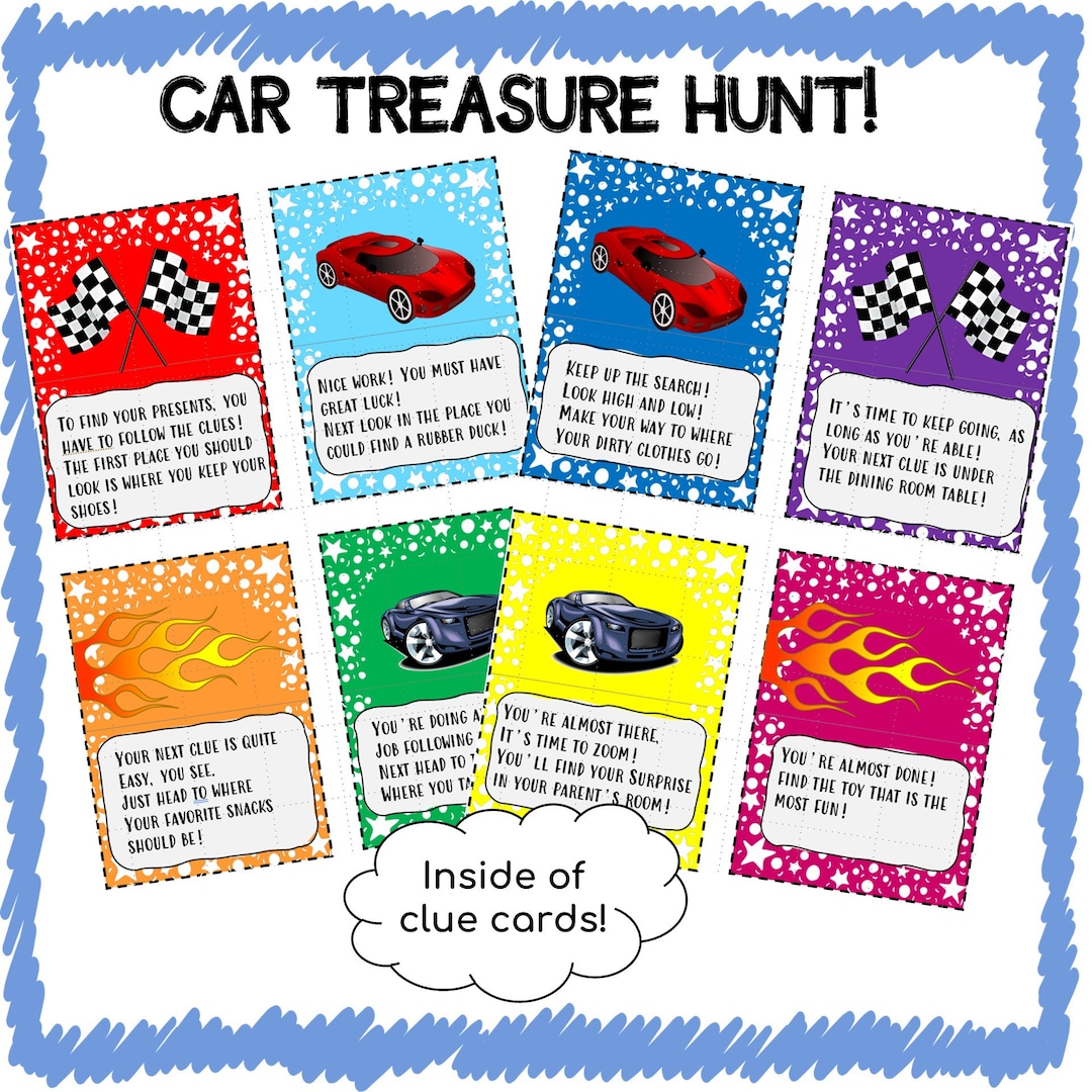 Cars Treasure Hunt Clues - Kids Birthday Activity - Treasure Hunt ...