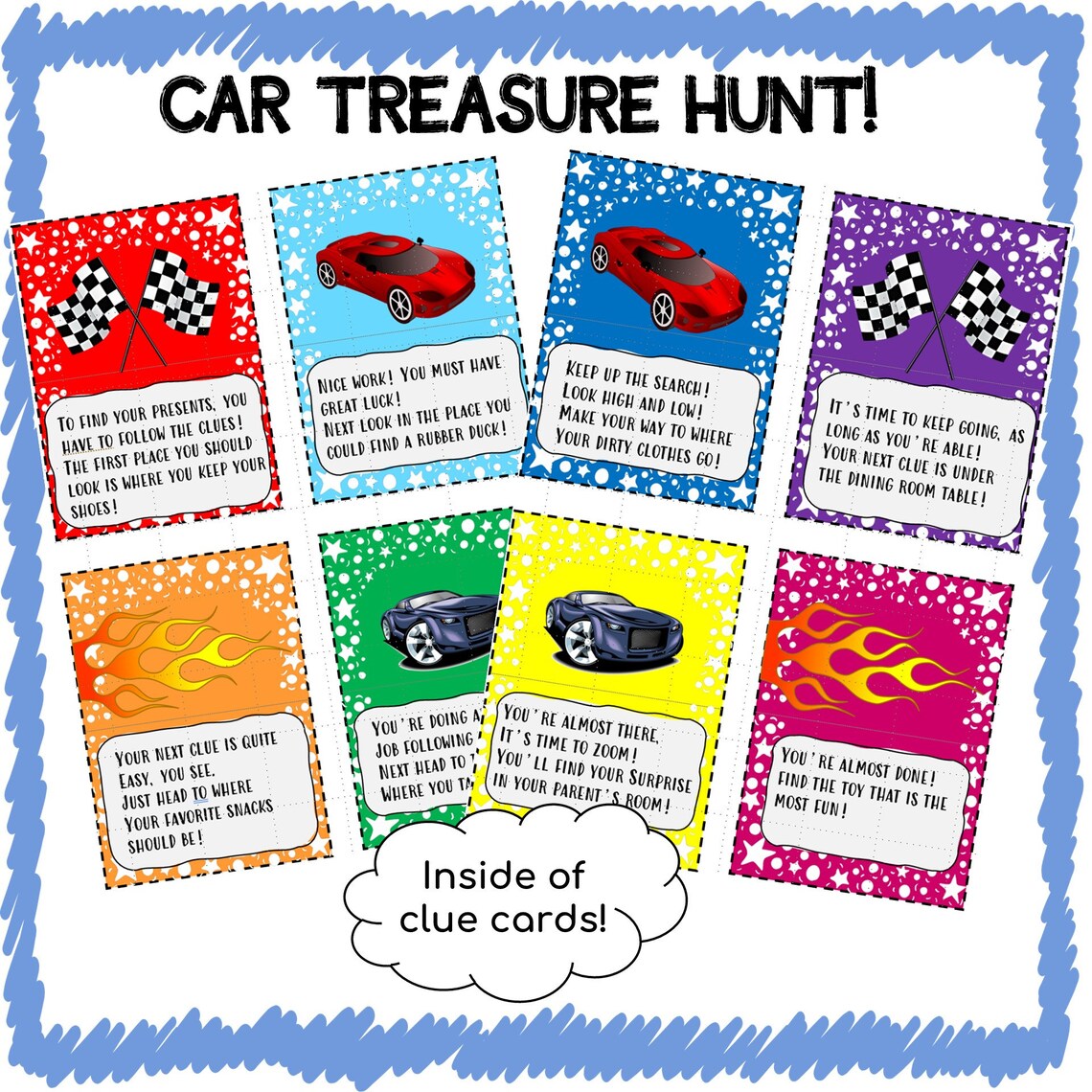 Cars Treasure Hunt Clues - Kids Birthday Activity - Treasure Hunt ...