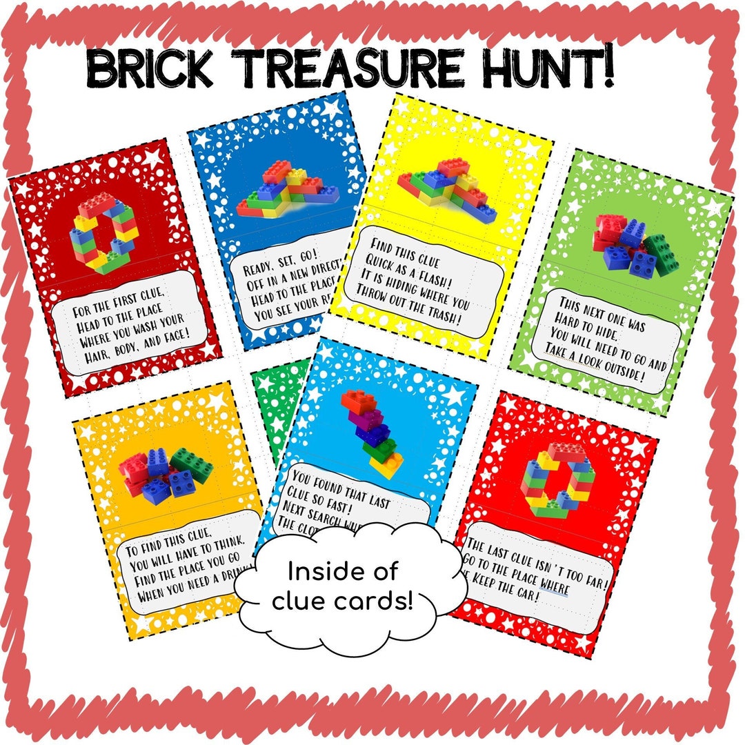 Bricks Treasure Hunt Clues - Kids Birthday Activity - Treasure Hunt ...