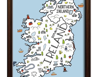 Old Ireland Map 1910 Vintage Colorful Counties Atlas Poster - Etsy