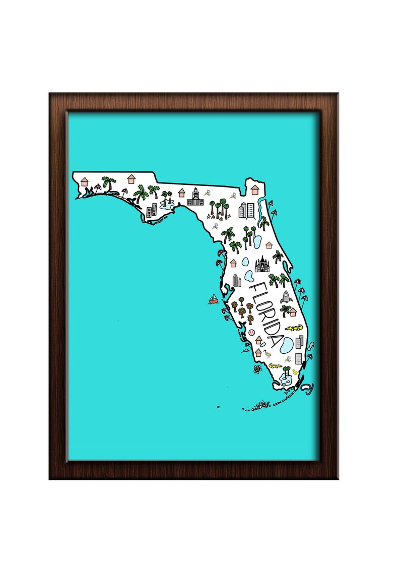 Florida Illustrated Map - Instant Download! - Etsy