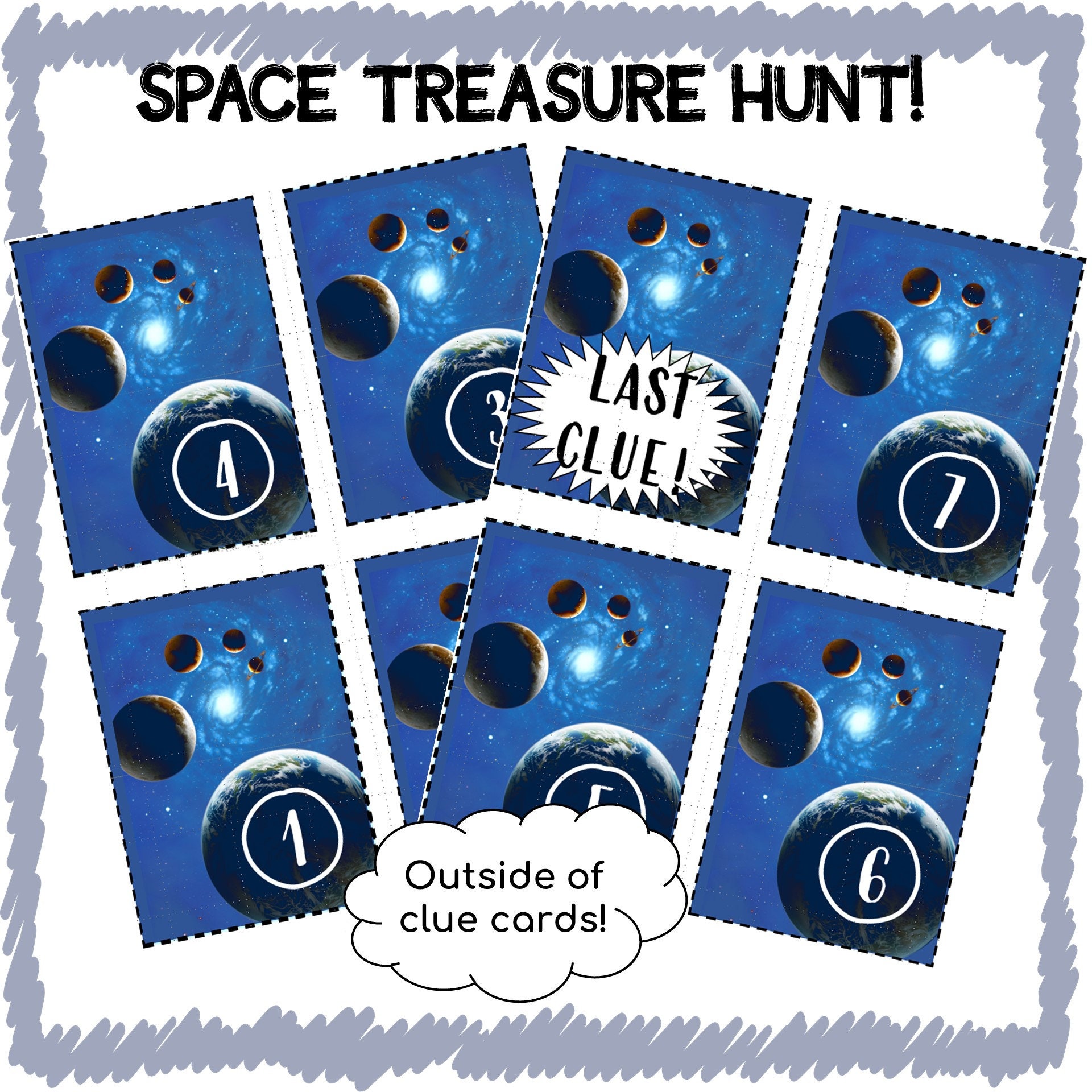 Space Birthday Treasure Hunt Clues - Kids Birthday Activity - Treasure ...