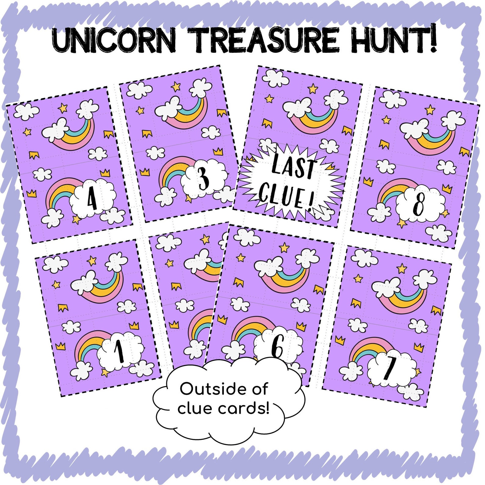 Unicorn Birthday Treasure Hunt Clues - Kids Birthday Activity ...