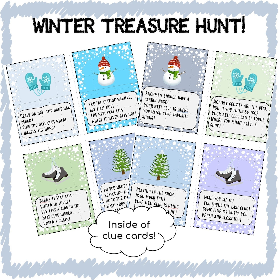 Winter Treasure Hunt Clues - Kids Birthday Activity - Treasure Hunt ...