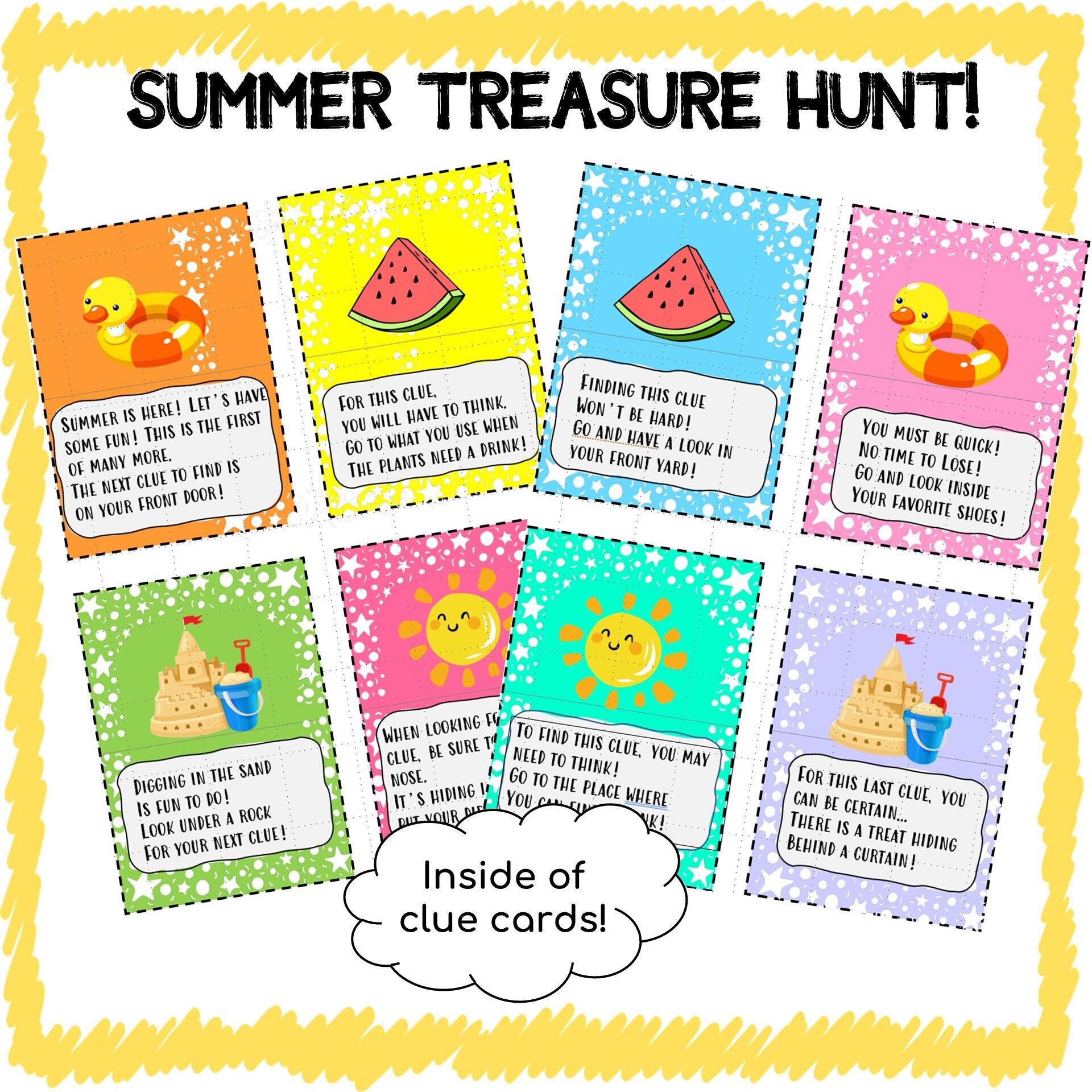 Summer Treasure Hunt Clues - Kids Birthday Activity - Treasure Hunt ...