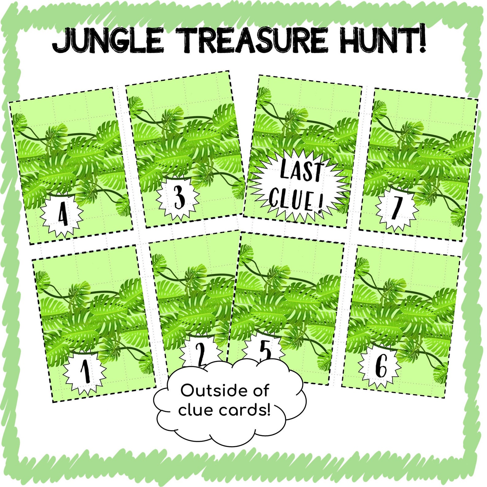 Jungle Birthday Treasure Hunt Clues - Kids Birthday Activity - Treasure ...