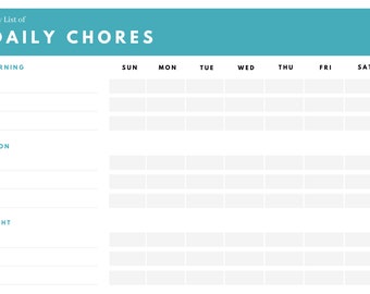 My Daily Chores Printable - Etsy