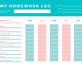 Homework Pdf Chart - Etsy