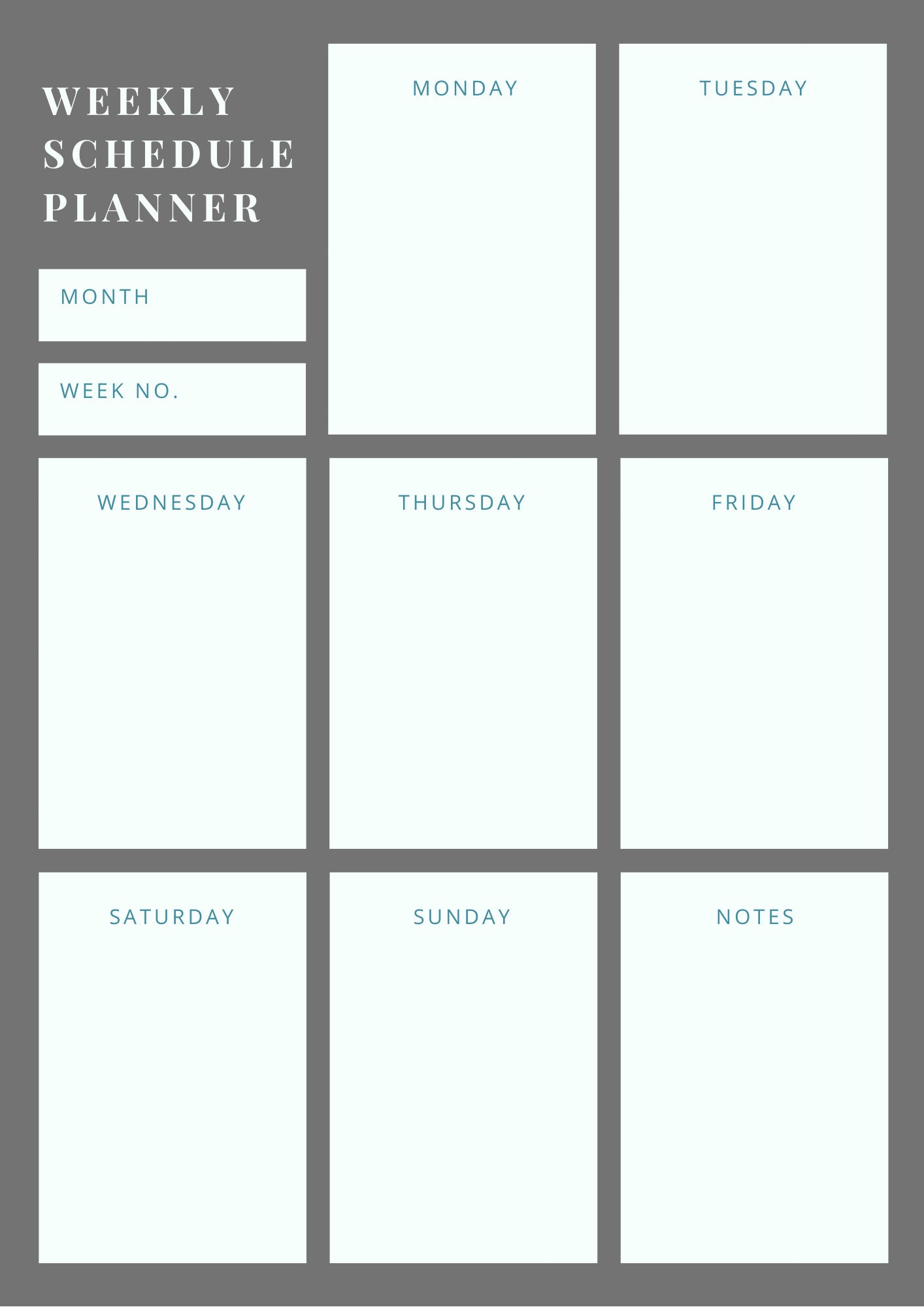 Gray Weekly Schedule Planner - Etsy