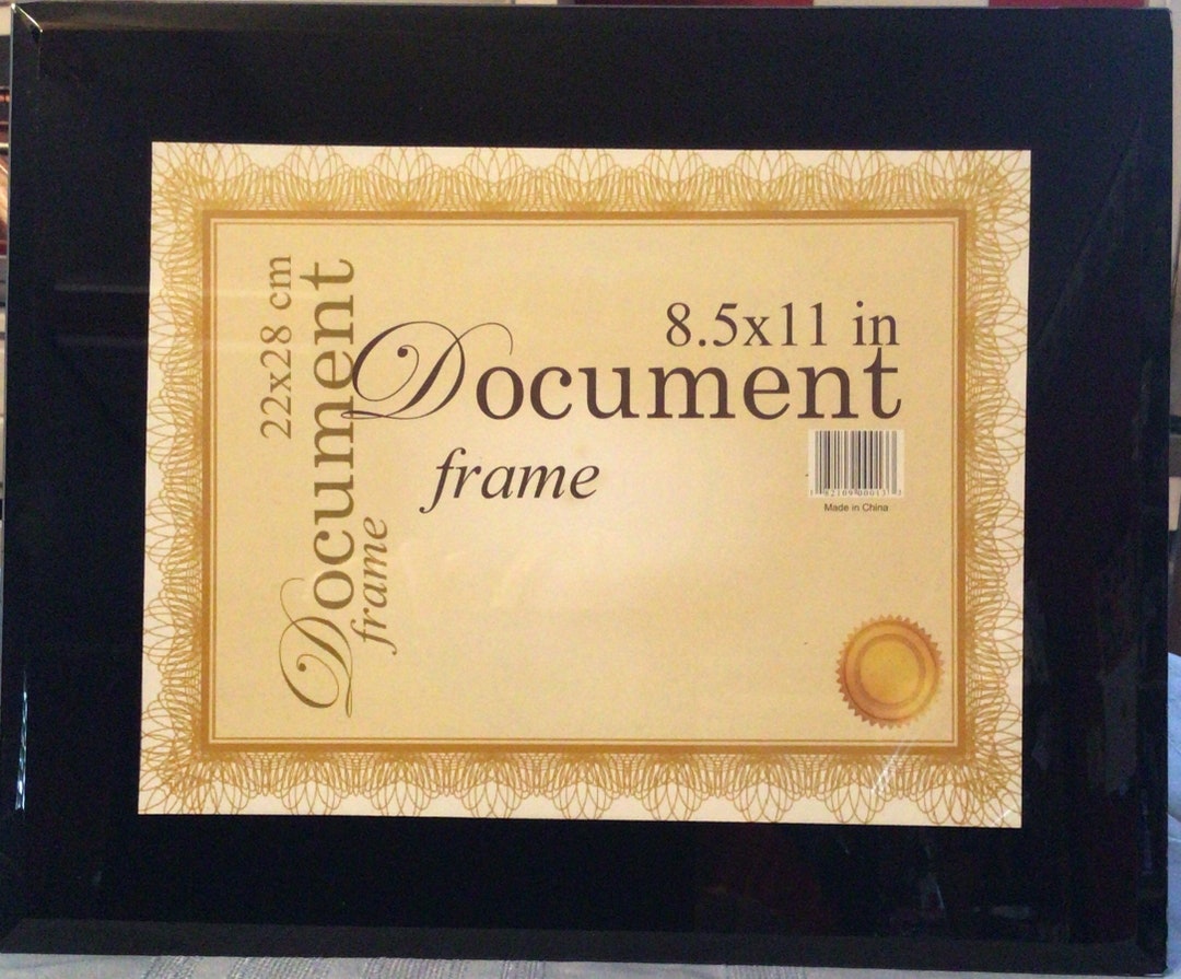 Glass Document Frame With Black Border - Etsy