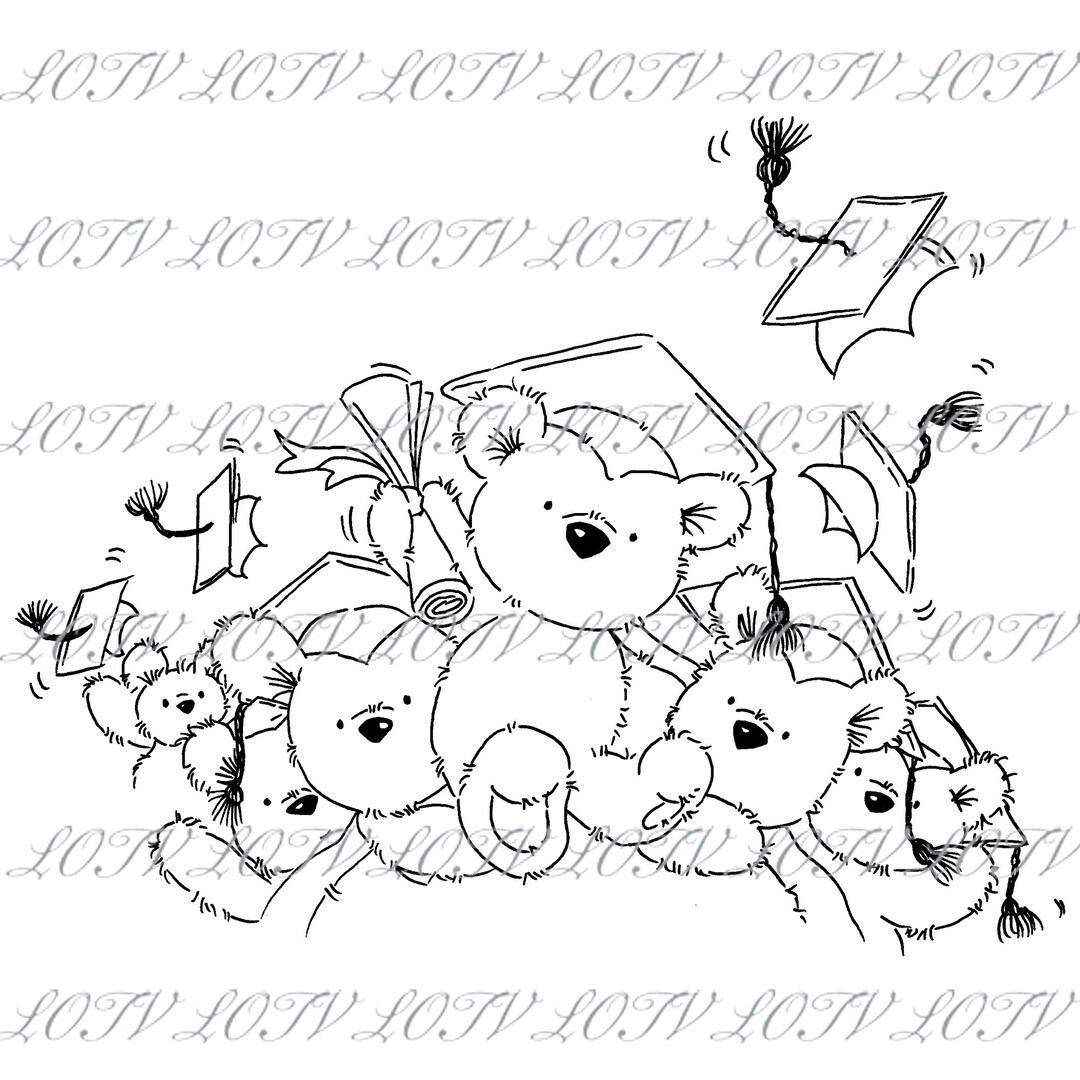 LOTV Digi Stamp - IH - Graduation Bears, JPEG, Bear, Digital - Etsy