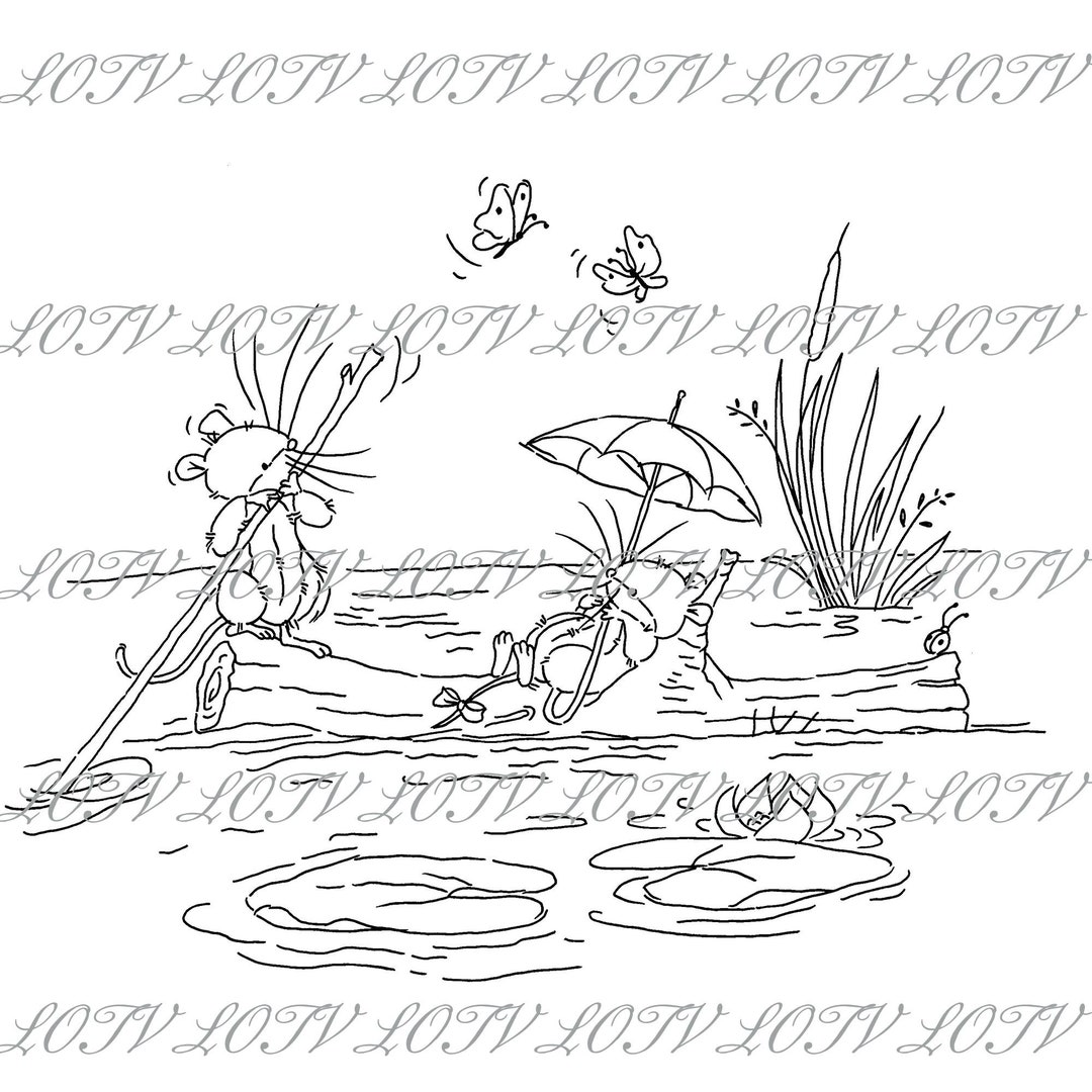 LOTV Digi Stamp - Drifting Along, JPEG, Cute, Mice - Etsy