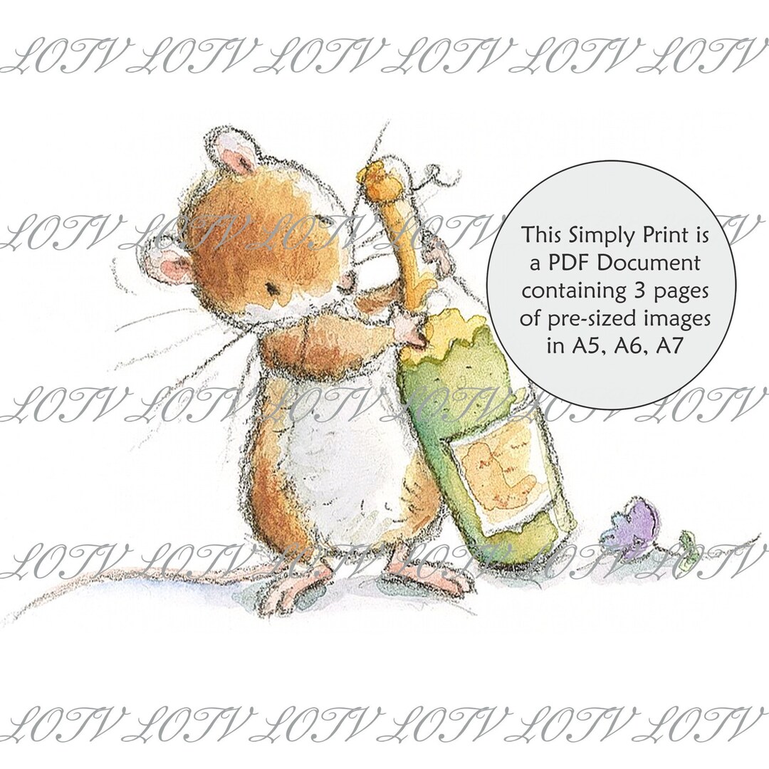 LOTV Full Colour Simply Print - Mouse Champagne, Mice, Celebration, 3 ...