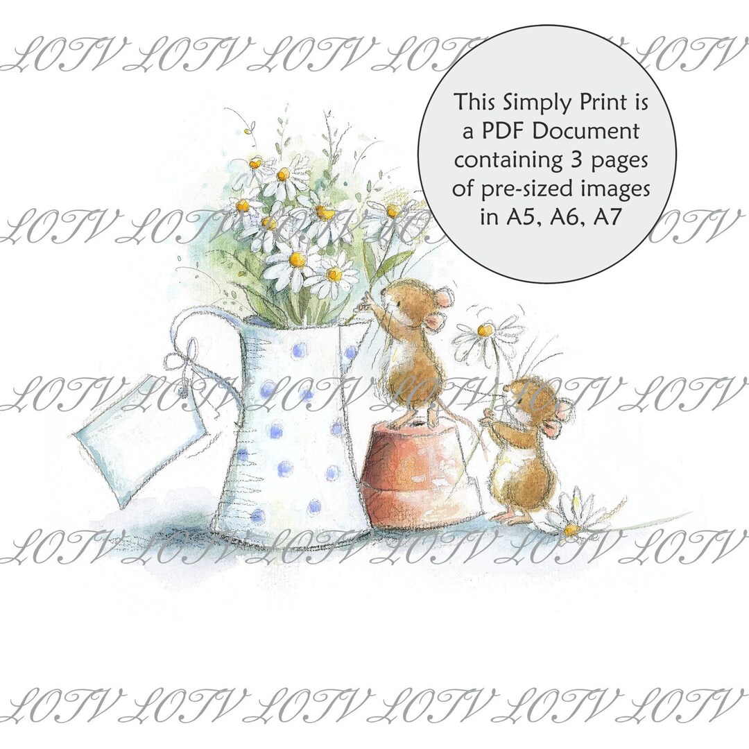 LOTV Full Colour Simply Print - Delightful Daisies, Mice, Love, 3 Page ...