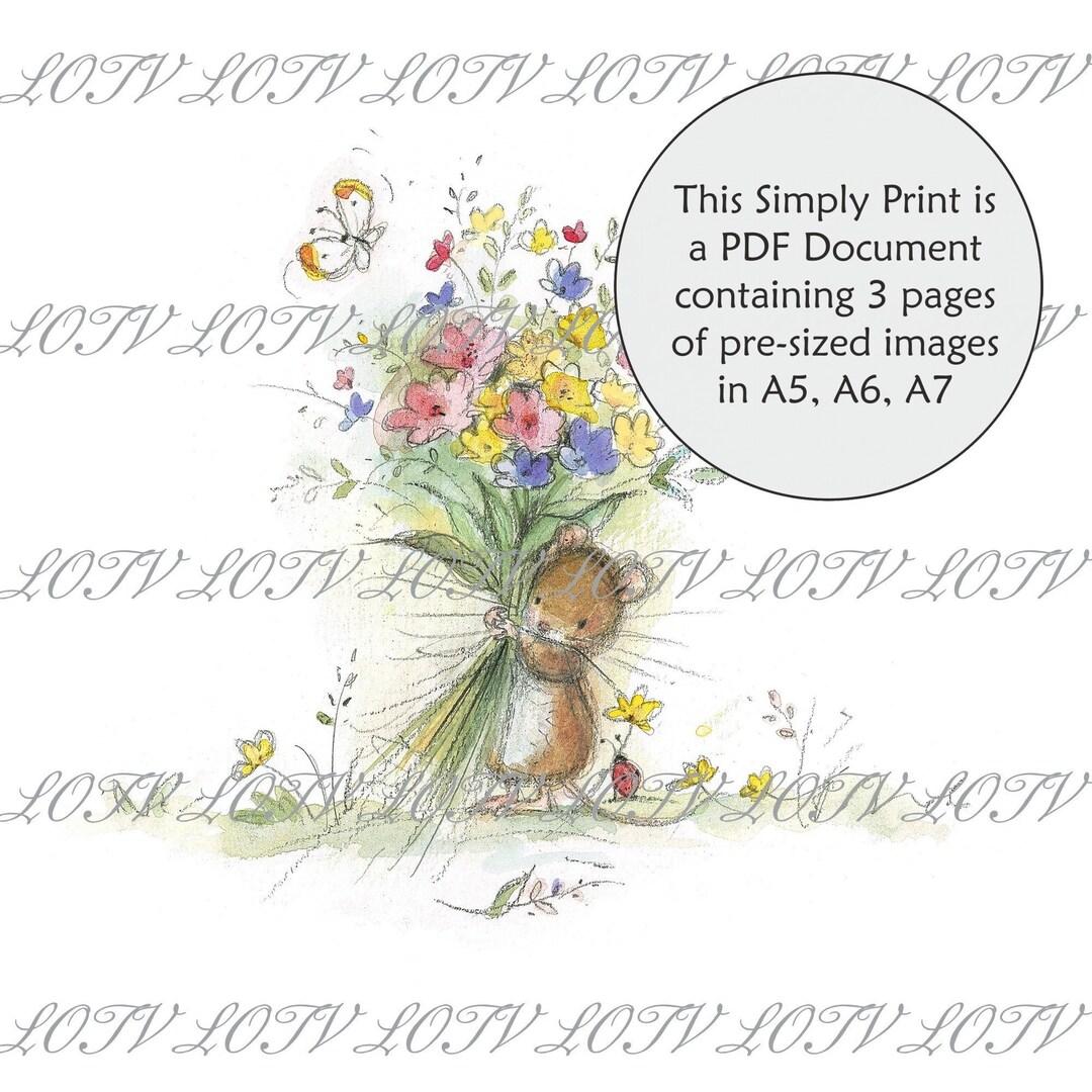 LOTV Full Colour Simply Print Big Bouquet, Mice, Flowers, 3 Page PDF ...