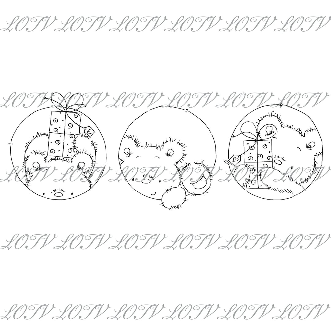 LOTV Digi Stamp - IH - Bear Present Trio, JPEG, Cute, Bear, Birthday ...
