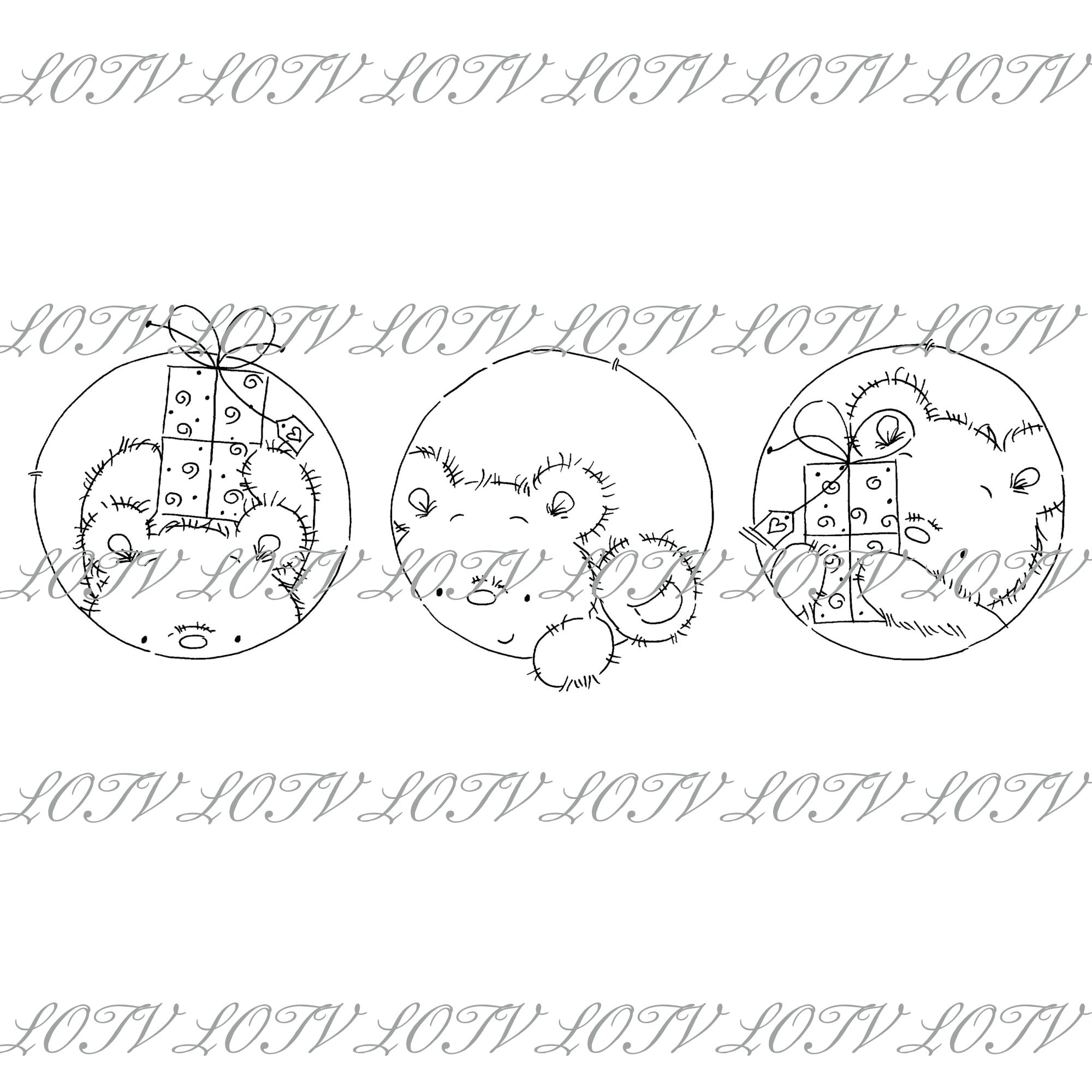 LOTV Digi Stamp IH Bear Present Trio JPEG Cute Bear | Etsy