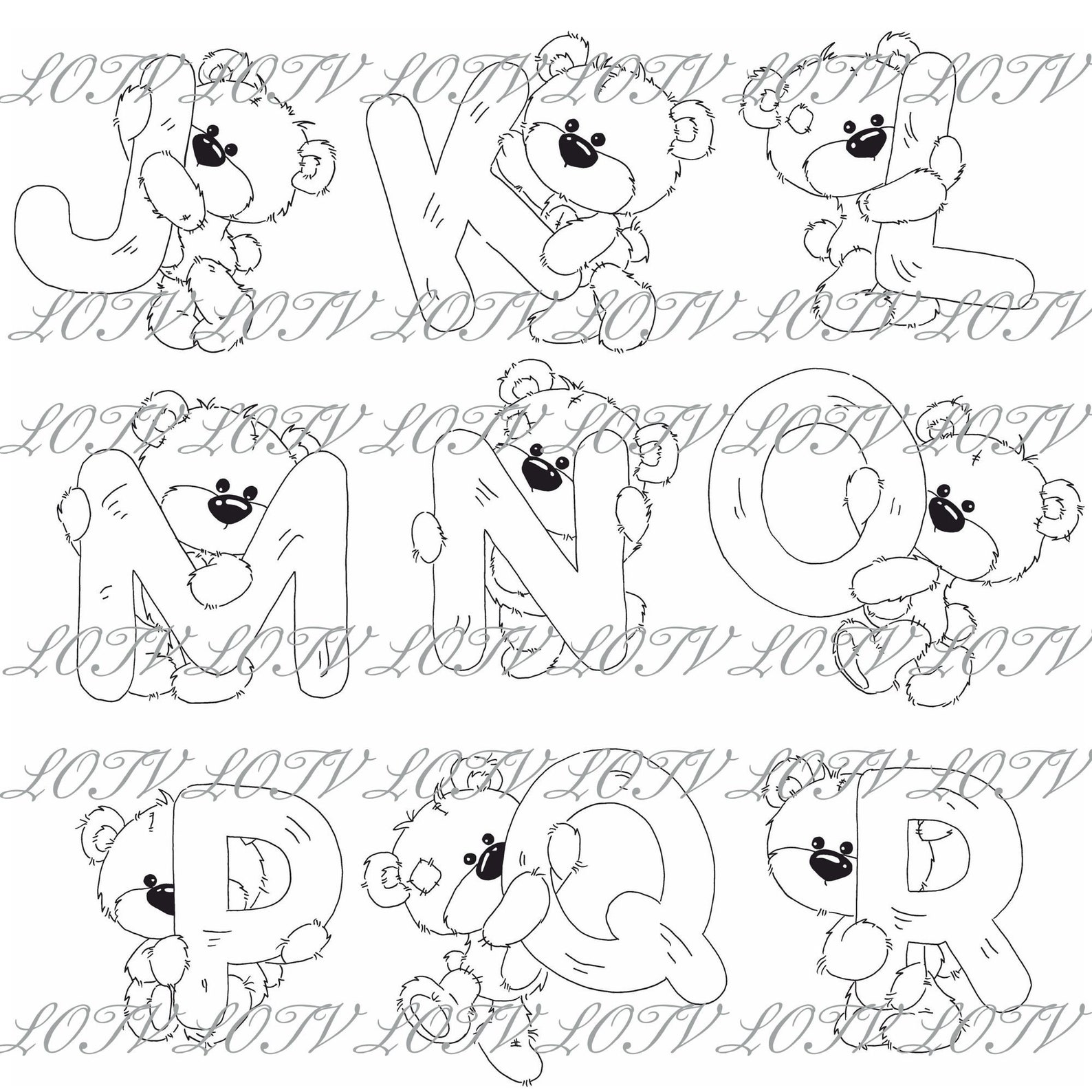 LOTV Digi Stamp Set Alphabears 26 JPEG Letters Alphabet - Etsy