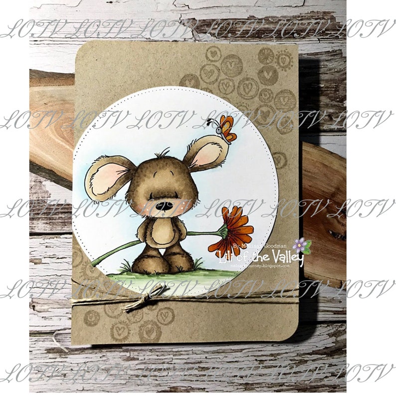 Lotv Digi Stamp GC Little Friends Mouse With Daisy Jpg | Etsy