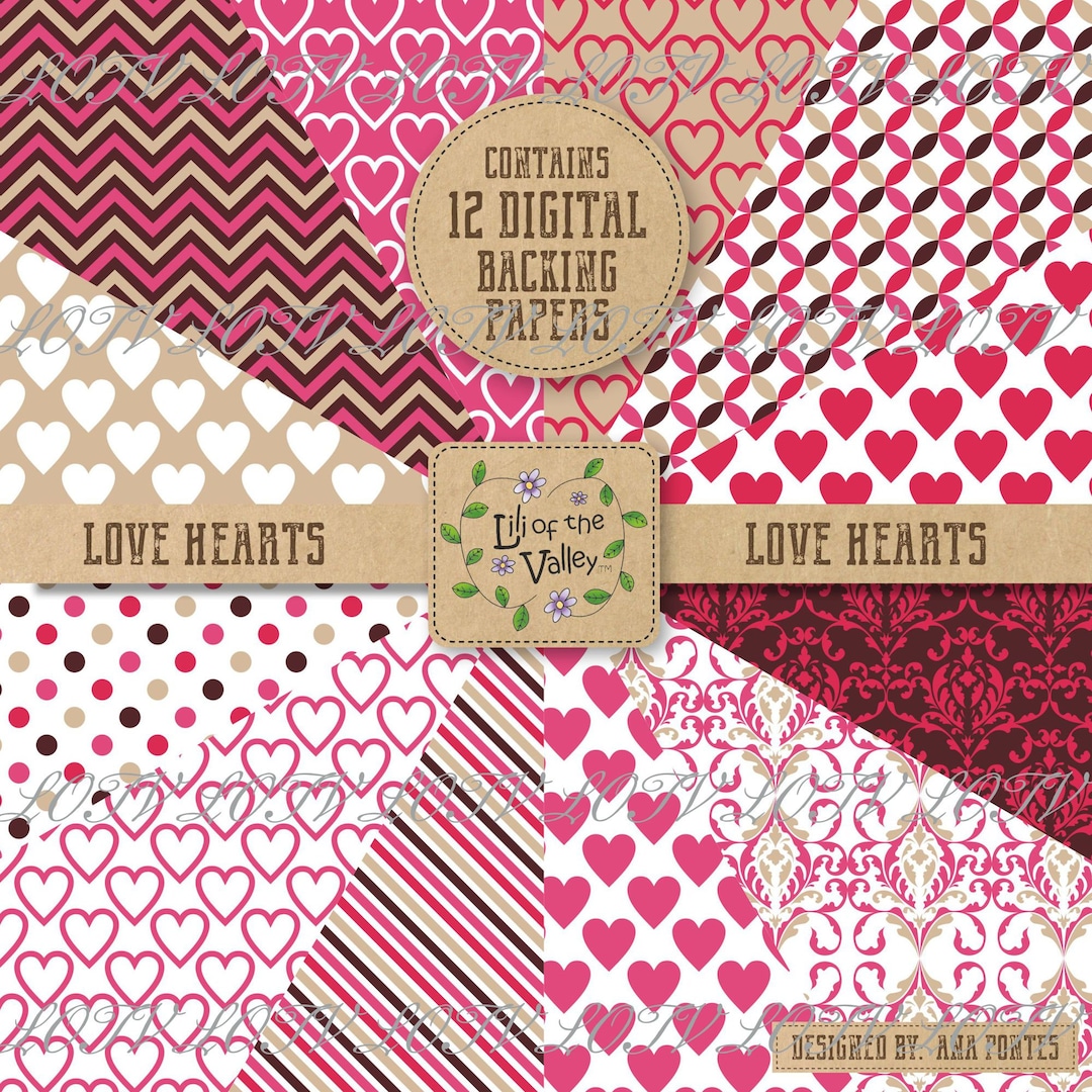 LOTV Backing Paper Set - AP - Love Hearts, JPEG, Digital - Etsy