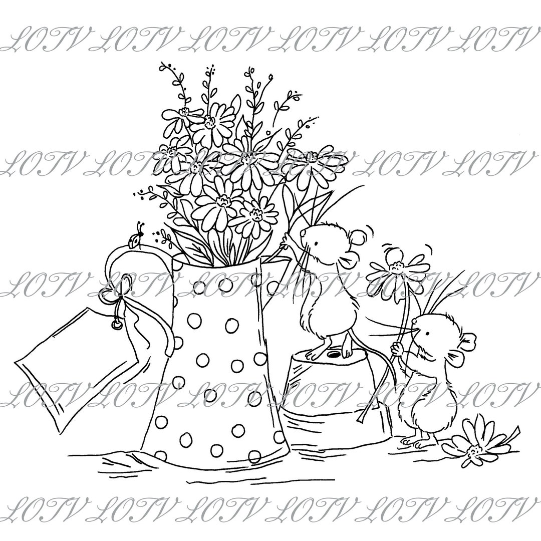 LOTV Digi Stamp Delightful Daisies JPEG Cute Mice - Etsy