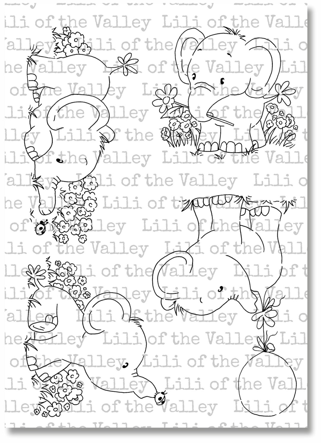 Cute Elephants A5 Stamp Set - Etsy