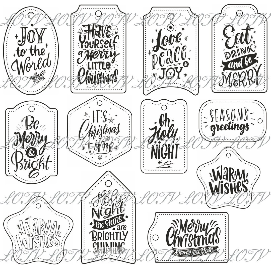 LOTV Digi Stamp Set - Christmas Tags Set, JPEG, Christmas, Xmas, Noel ...