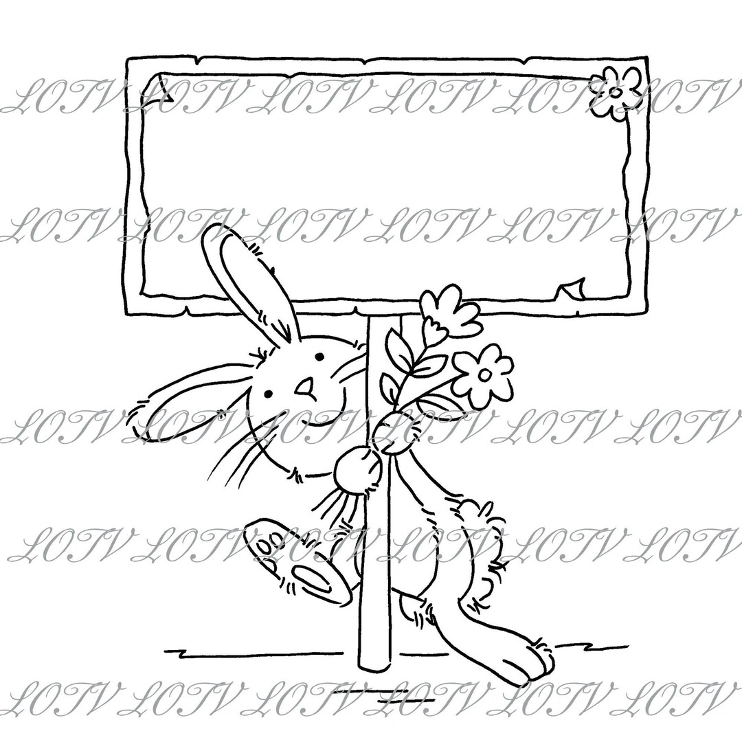 LOTV Digi Stamp AS Rabbit Sign 3, JPEG, Mother's Day, Bunny, Flowers ...