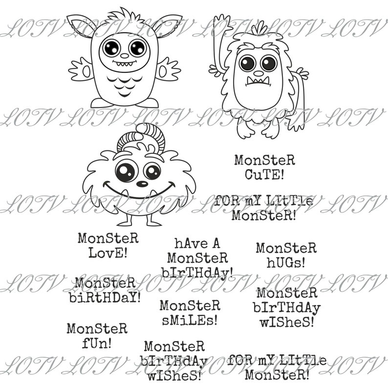 Lotv Digi Stamps Set Monsters JPEG Digital - Etsy UK