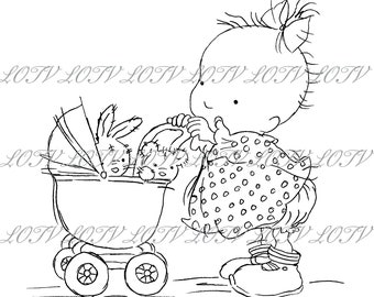 Girl Digital Stamp | Etsy