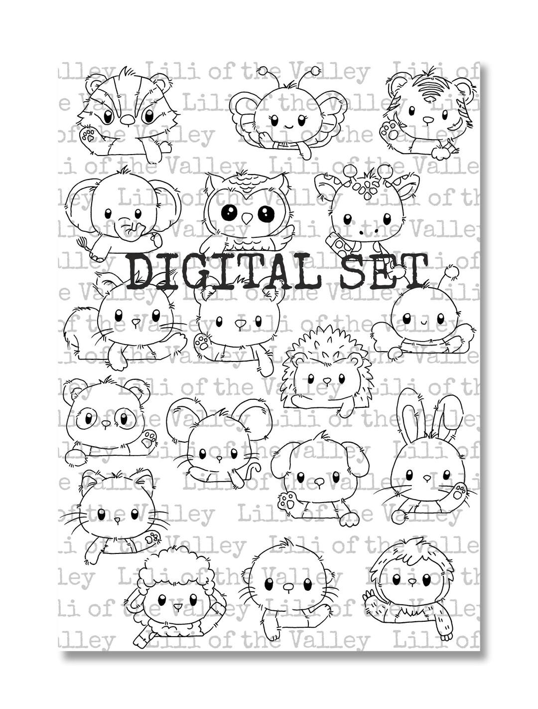 LOTV Digi Stamp Set - Waving Animals, Digital - Etsy UK