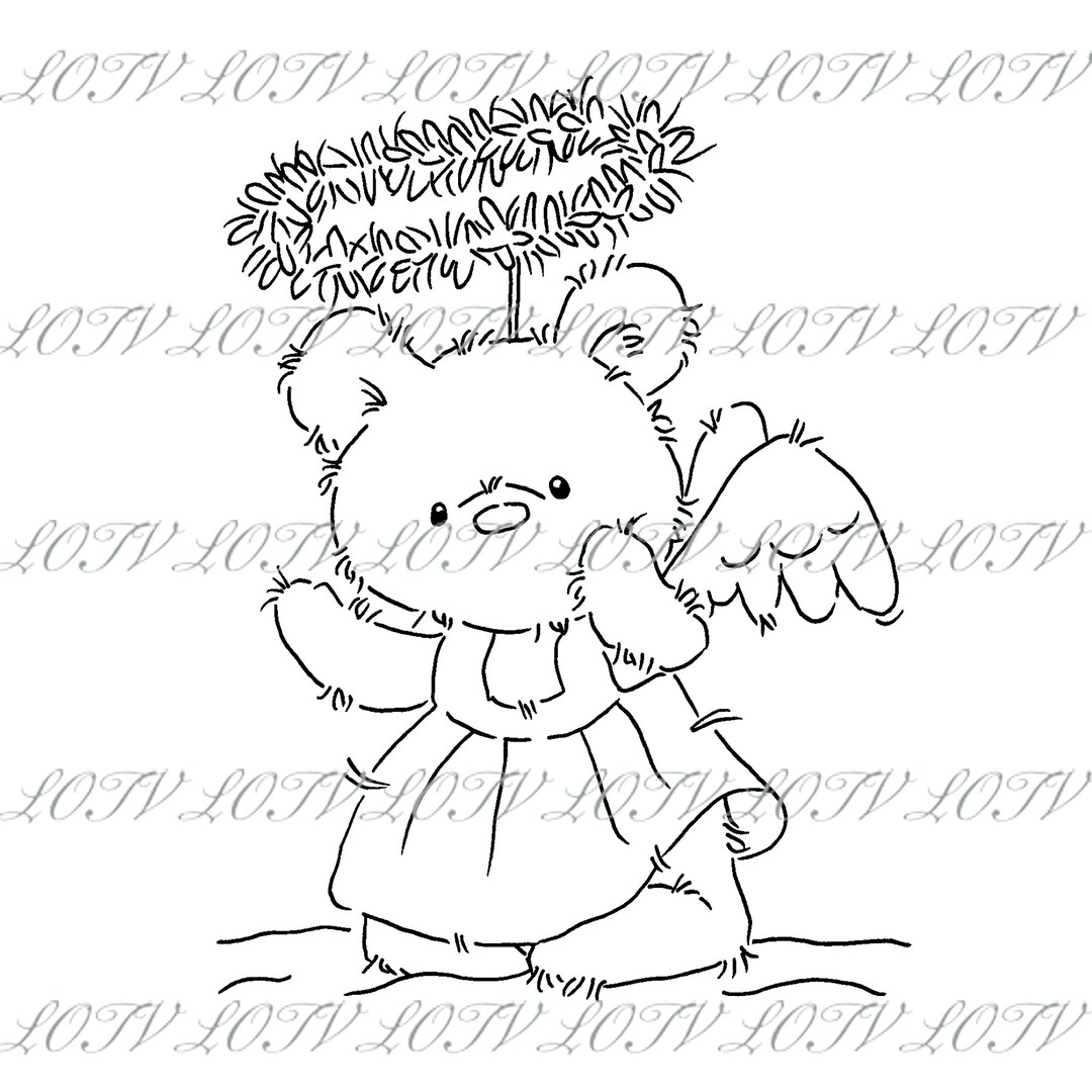 LOTV Digi Stamp - IH - Angel Bear - Digital - Etsy