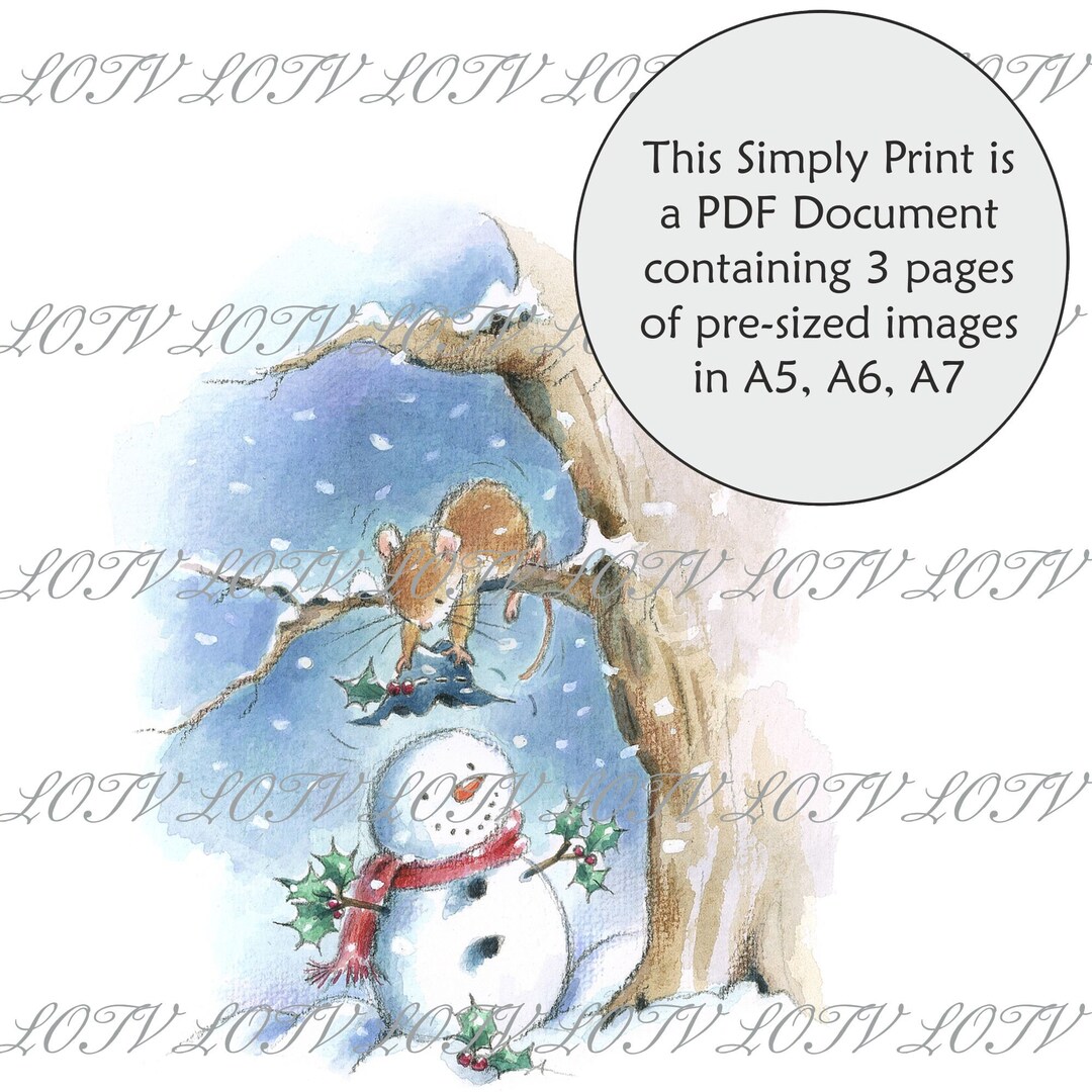 LOTV Full Colour Simply Print - Christmas Snowman, 3 Page PDF Ready to ...