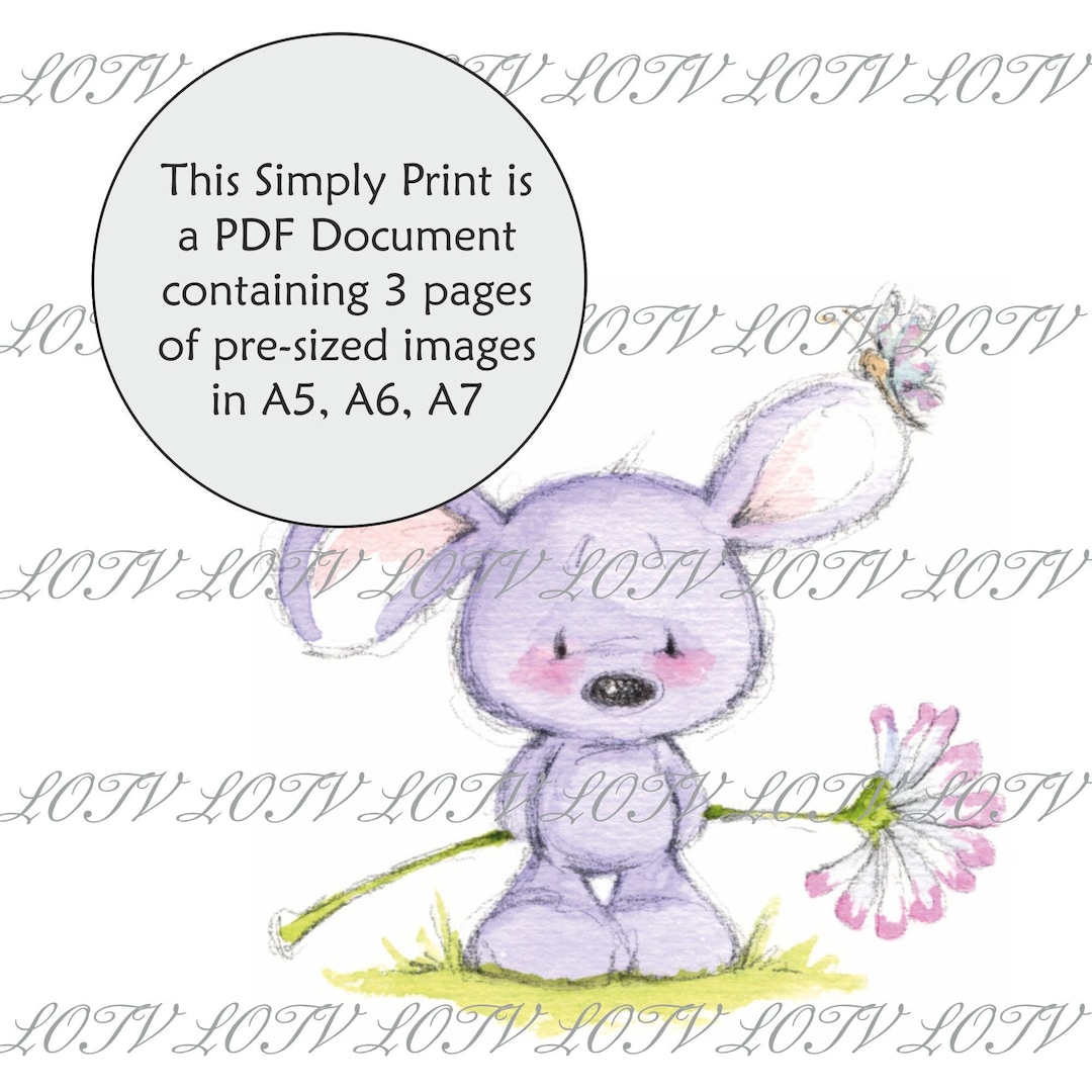LOTV Full Colour Simply Print - GC - Mouse With Daisy, Birthday, Cute ...
