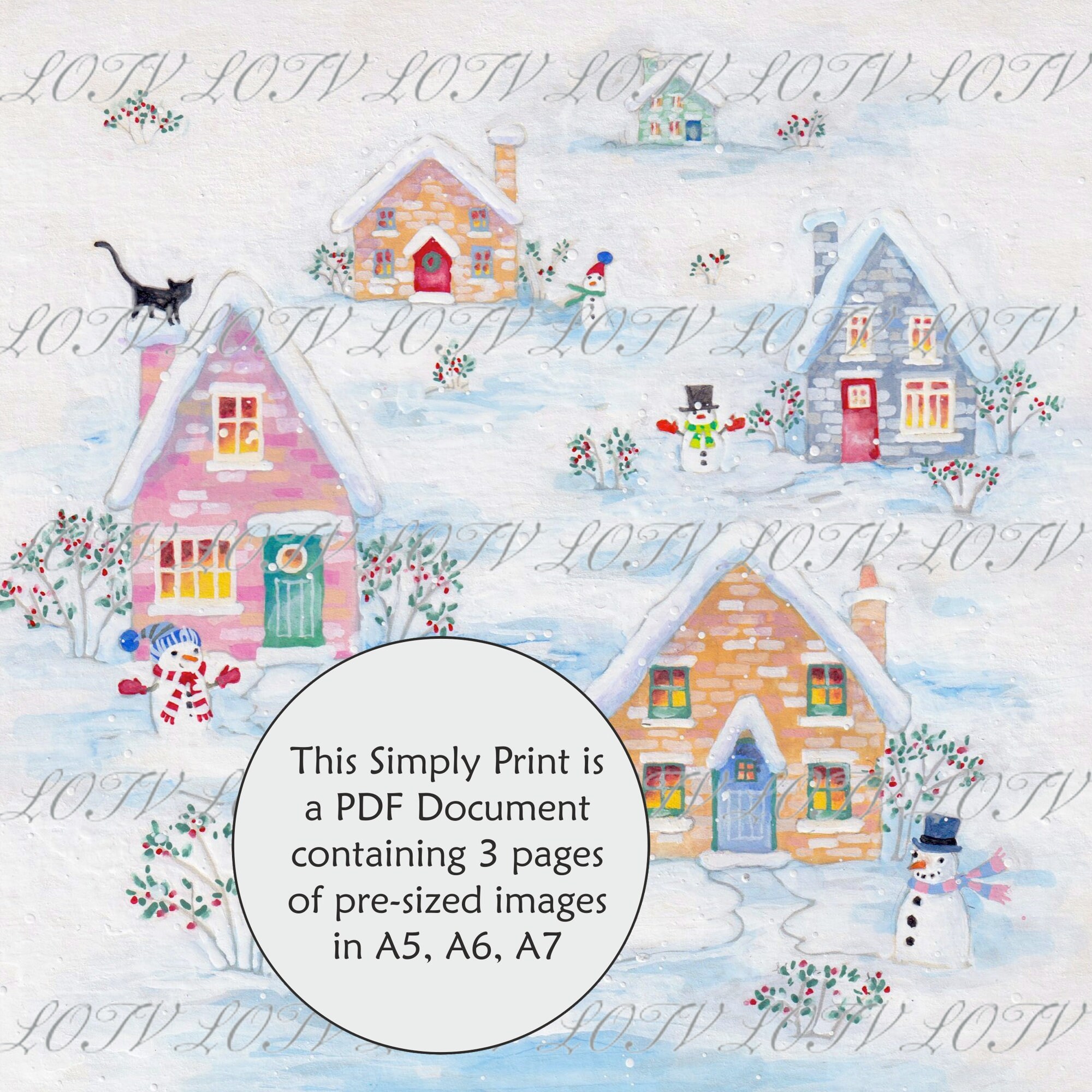 Snowy Village Drawing