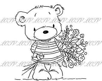 Bear Digi Stamp | Etsy