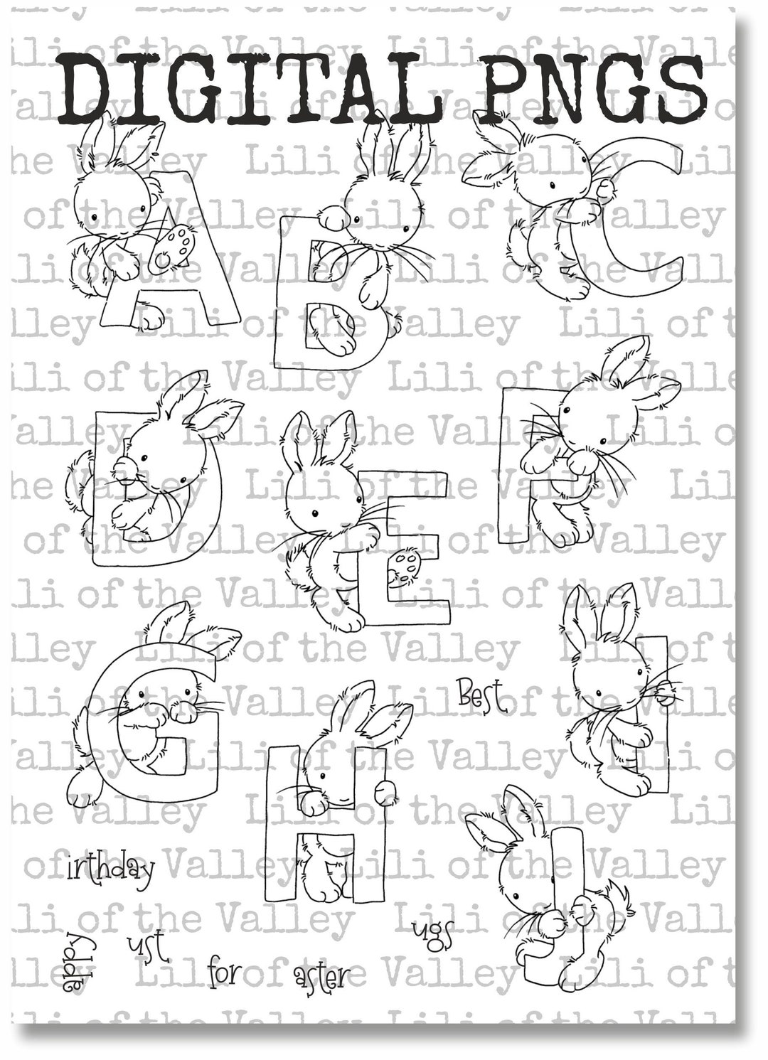 LOTV Digi Stamp Set - AS - Bunny Alphabet - Etsy