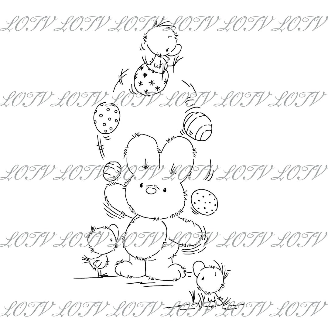 LOTV Digi Stamp - IH - Juggling Bunny, JPEG, Easter, Bunny, Chick ...