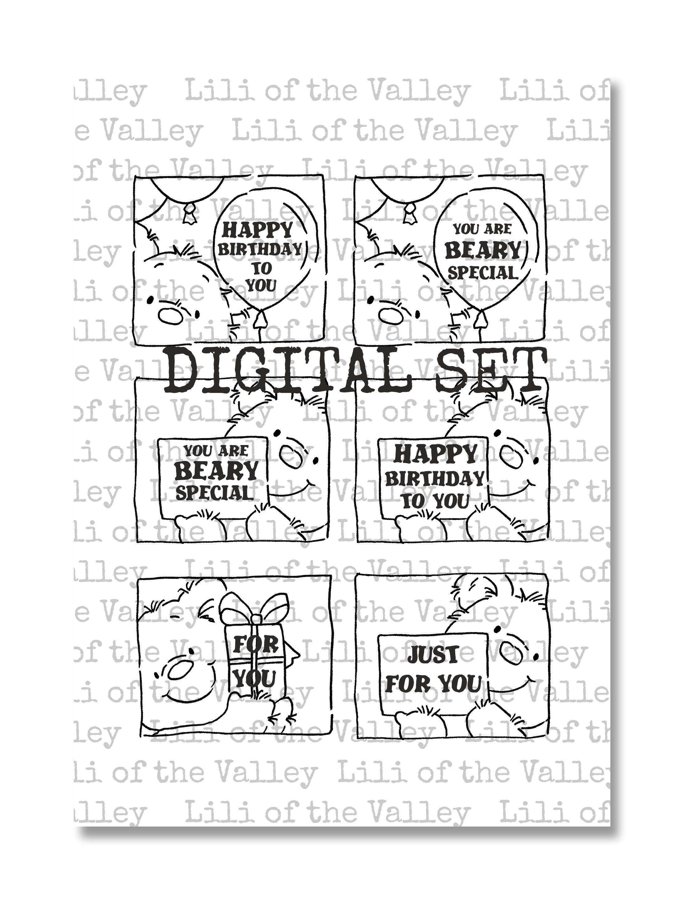 LOTV Digi Stamp - IH - Bear Birthday Photo Strip, JPG - Etsy