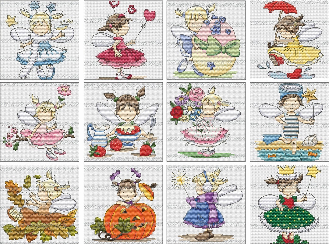 LOTV Cross Stitch - !2 Chart Bundle - 12 Fairy Calendar Charts - PDF ...