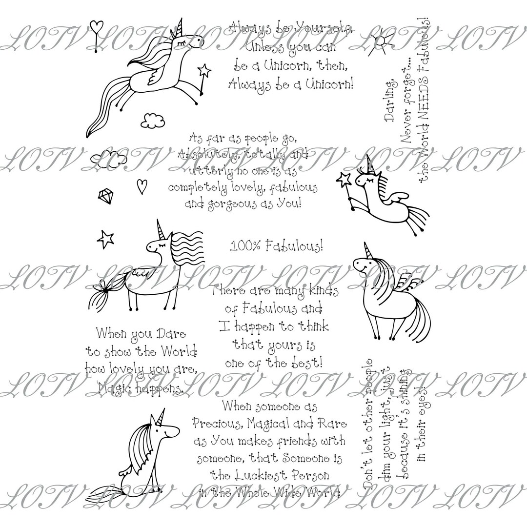 Lotv Digi Stamps Set, Fabulous Unicorns, JPEG, Magical, Digital - Etsy