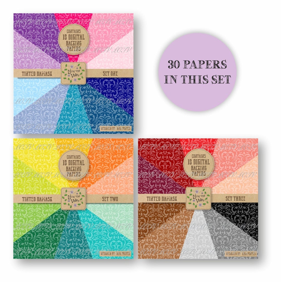 LOTV Backing Paper Set AP Tinted Damask, 30 Papers, JPEG, Digital - Etsy
