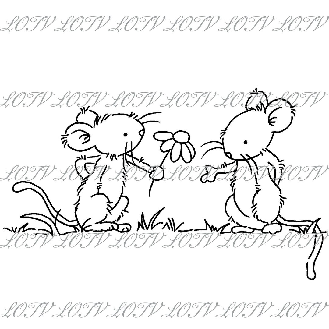 Lotv Digi Stamp KG Tea Party Mice Together Jpg, Mouse, Flower, Digital ...