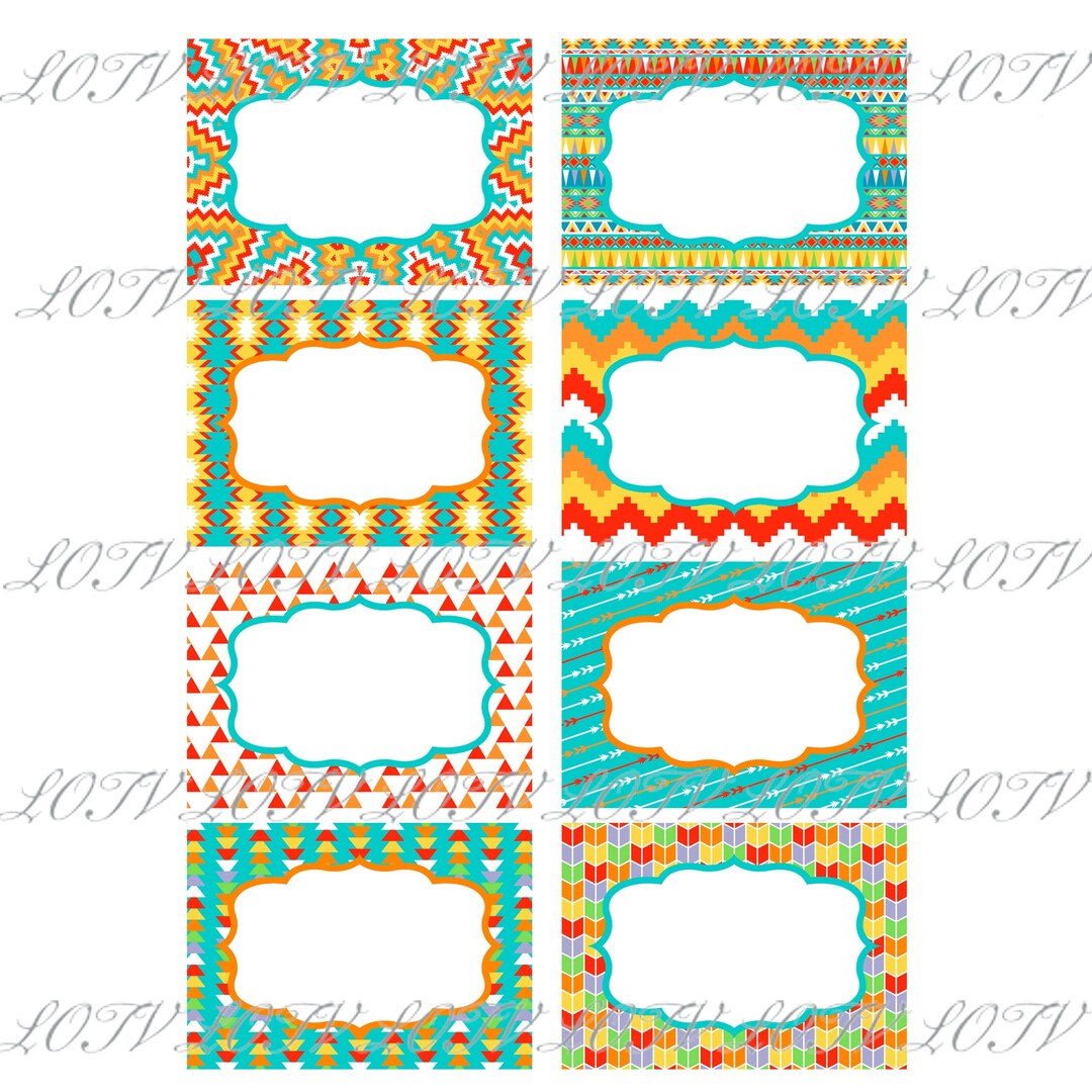 Lotv Digi Stamp - AP- Tribal Labels, PNG and PDF Set, Digital - Etsy