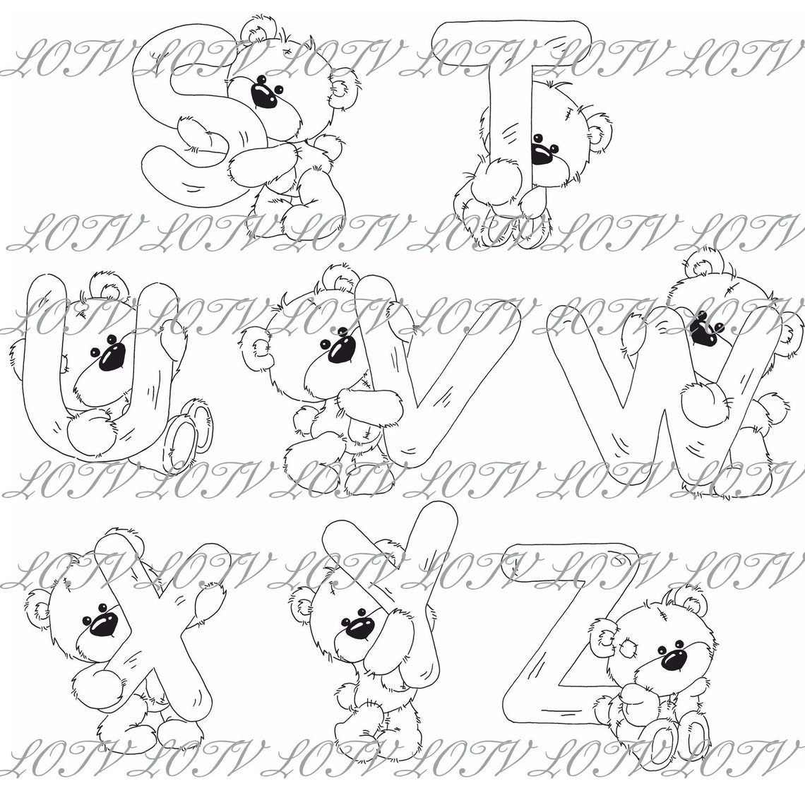 LOTV Digi Stamp Set - Alphabears, 26 JPEG Letters, Alphabet, Digital - Etsy